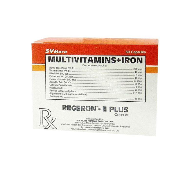 REGERON E PLUS Multivitamins / Iron Capsule 20's price in the ...